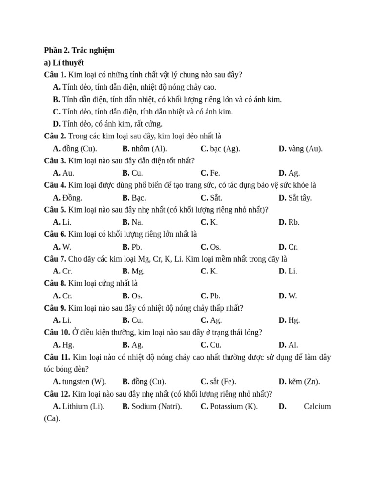 BT Kim Lo I KHTN 9 | PDF