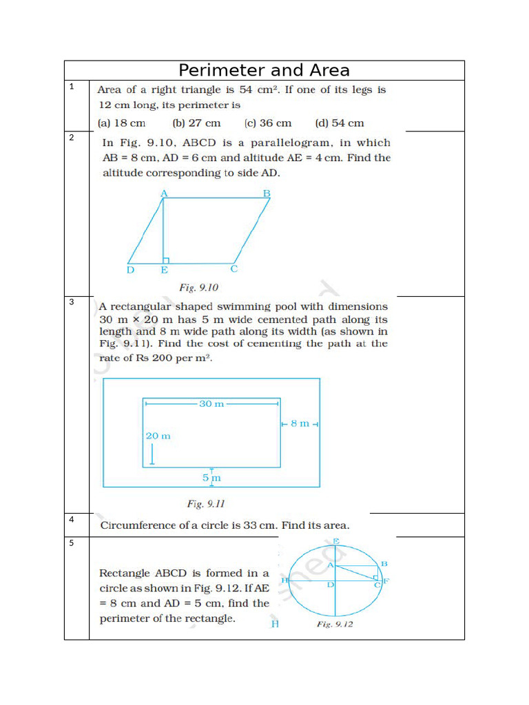 Perimeter and Area | PDF