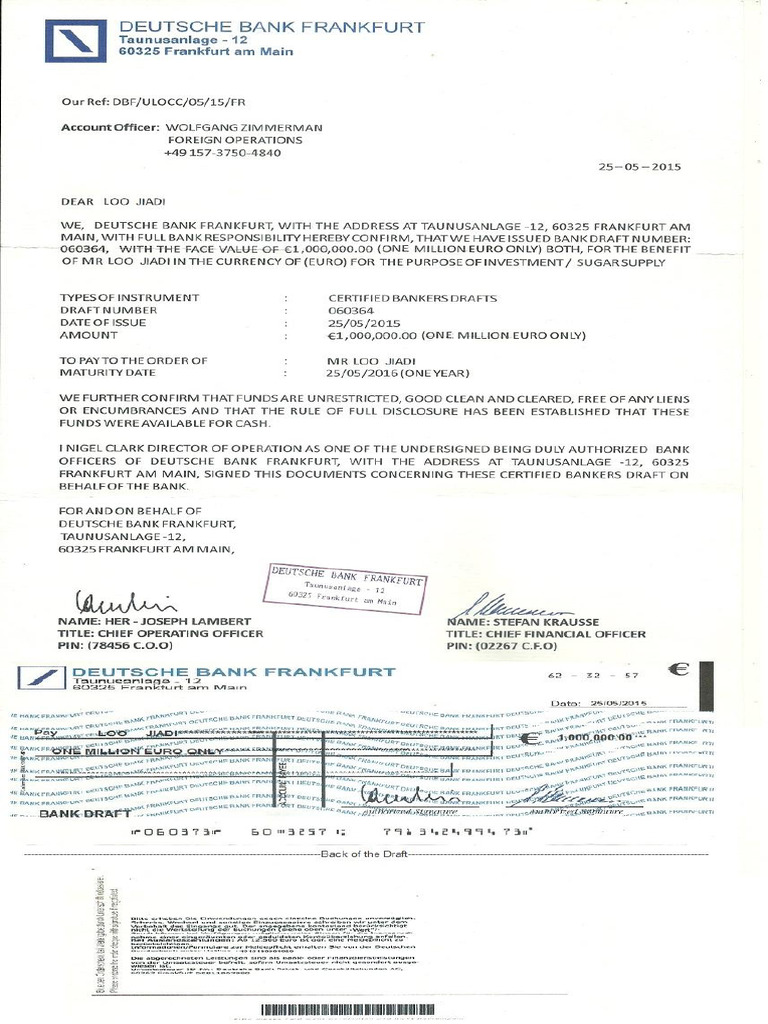 Confirmation Bank Draft | PDF