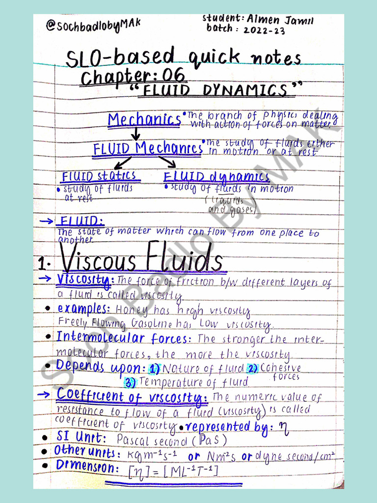 Fluid Dynamic Physics 11 Yr Aps | PDF