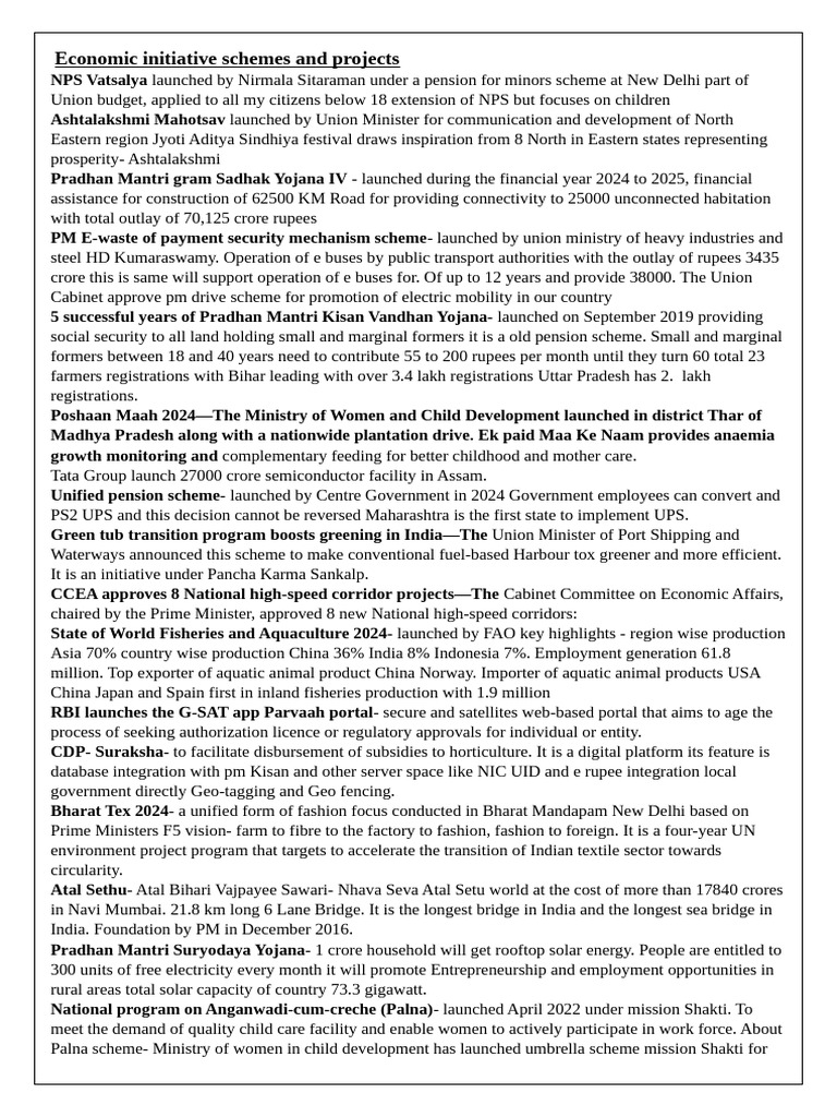 Overview of India's Economic Initiatives 2024 | PDF | Foreign Direct ...