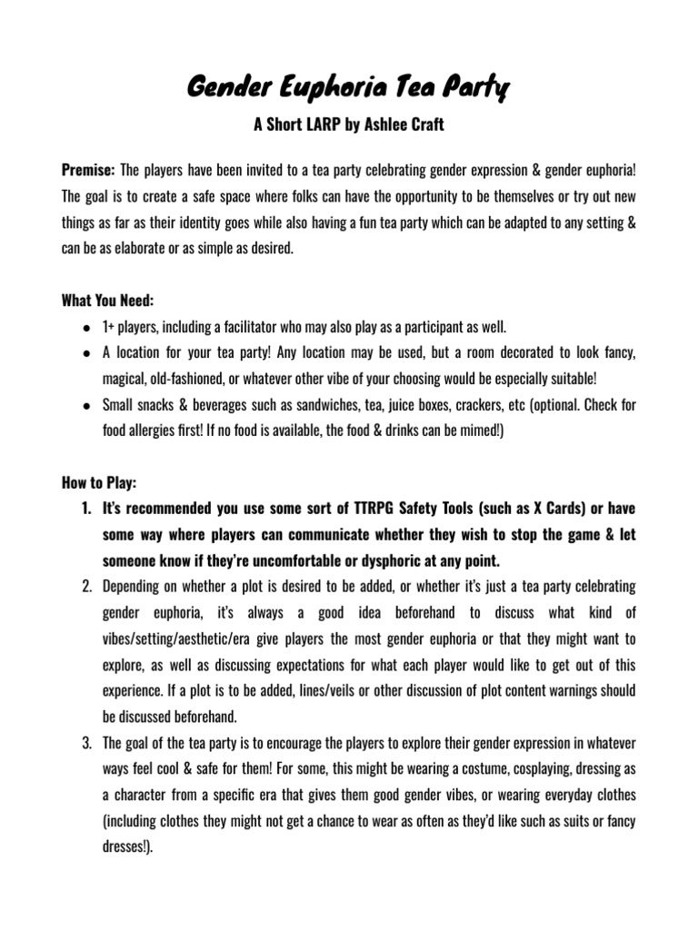 Gender Euphoria Tea Party LARP Guide | PDF | Necktie | Gender