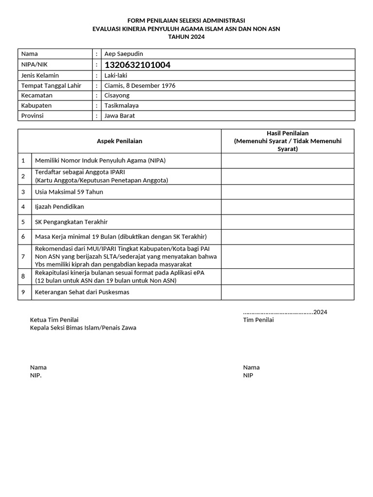 2 FORM HASIL VERIFIKASI BERKAS | PDF