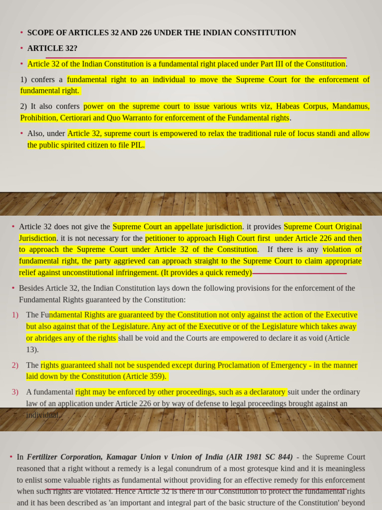 Article 32 vs 226: Indian Constitution Writs | PDF | Habeas Corpus ...