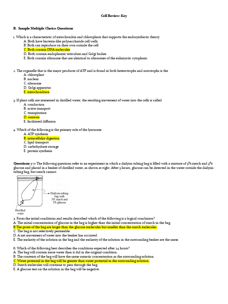 Cell Review key | PDF | Cell Membrane | Cell (Biology)