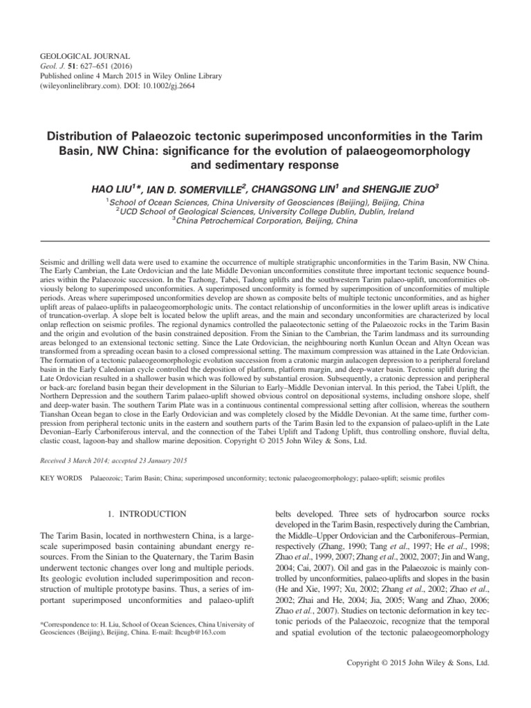 Liu Et Al-2016-Geological Journal | PDF | Sedimentary Rock | Geology