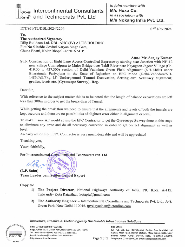 2204 Underground Tunnel Excavation, Setting out, Accuracy alignment ...