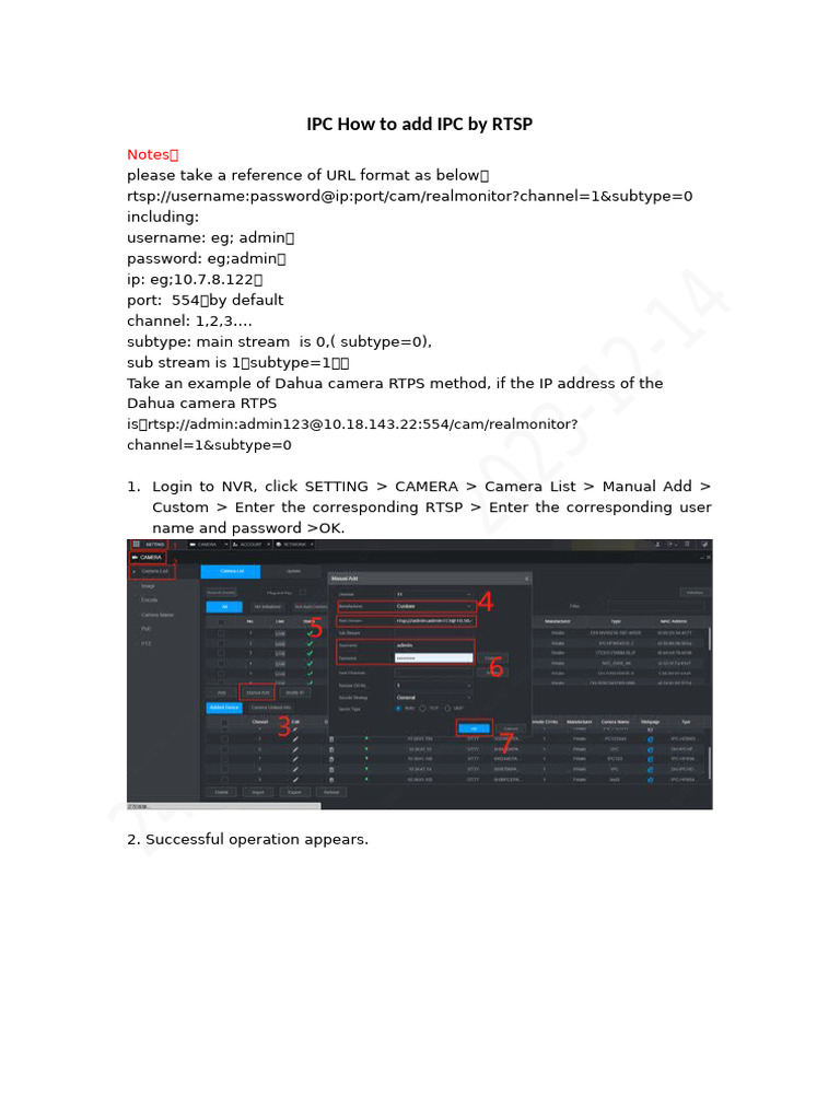 (NVR) How To Add IPC by RTSP | PDF