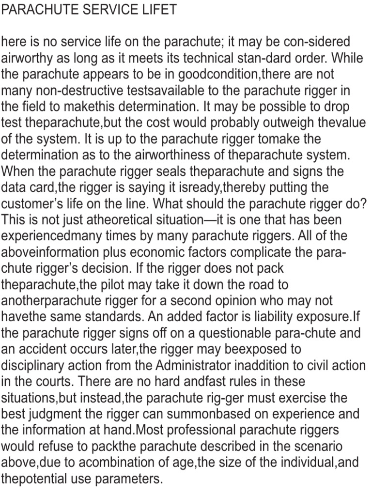 Parachute Rigger Airworthiness Guidelines | PDF