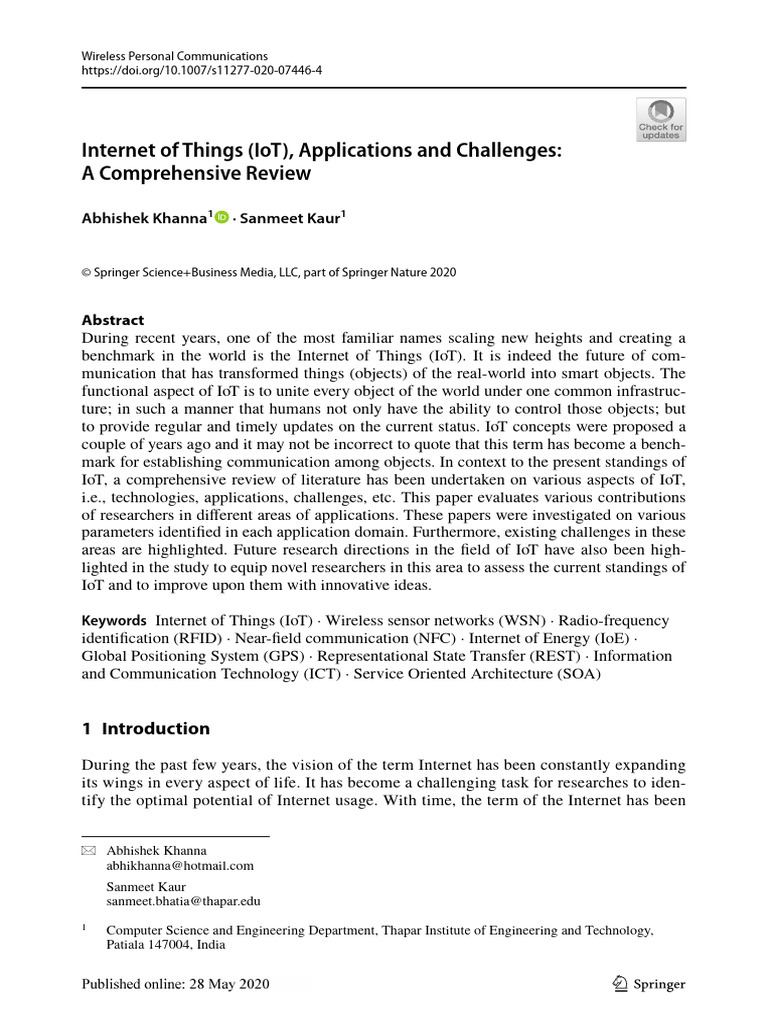 Internet_of_Things_IoT_Applications_and | PDF | Internet Of Things | Computer Network
