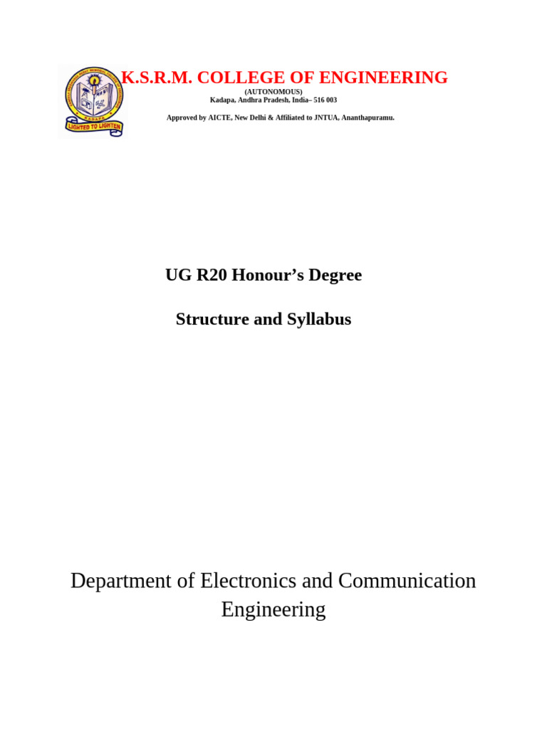 KSRM Engineering Honours Degree Syllabus | PDF | Logic Gate | Mimo