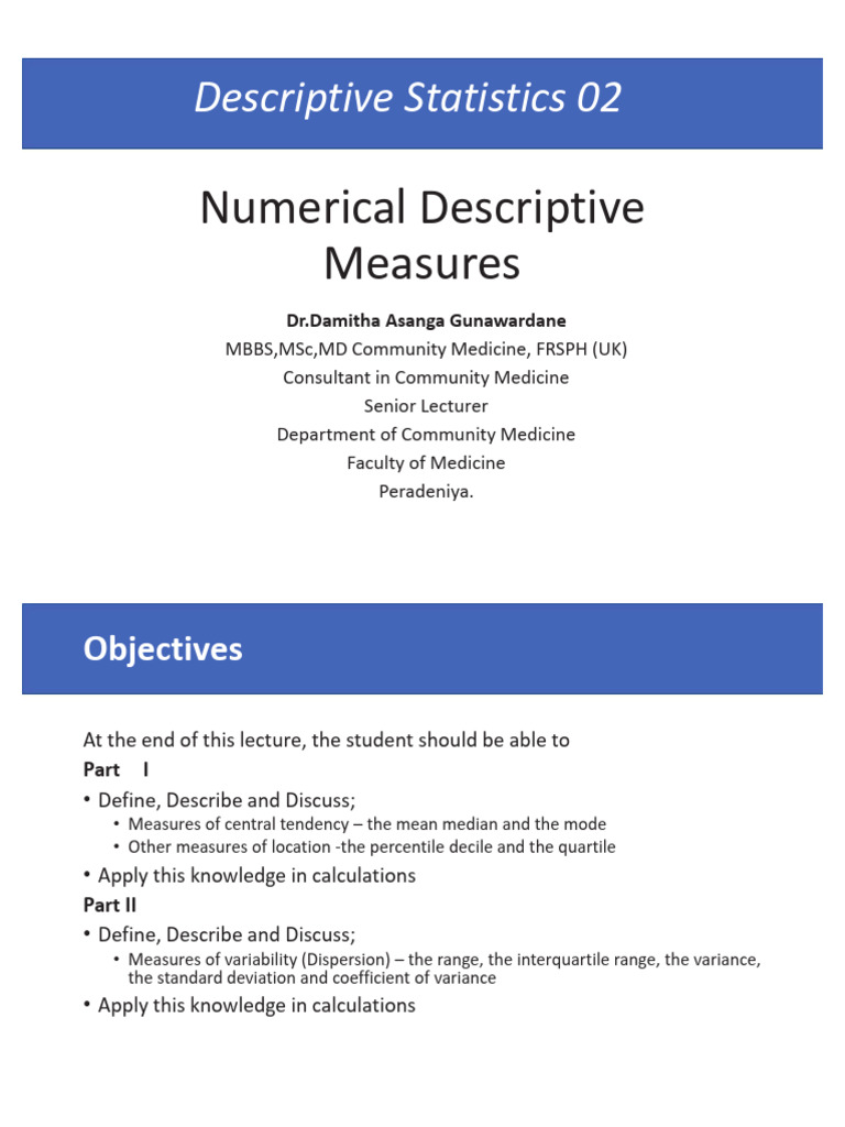 Lecture 3 - Stat HO | PDF | Statistical Analysis | Teaching Mathematics