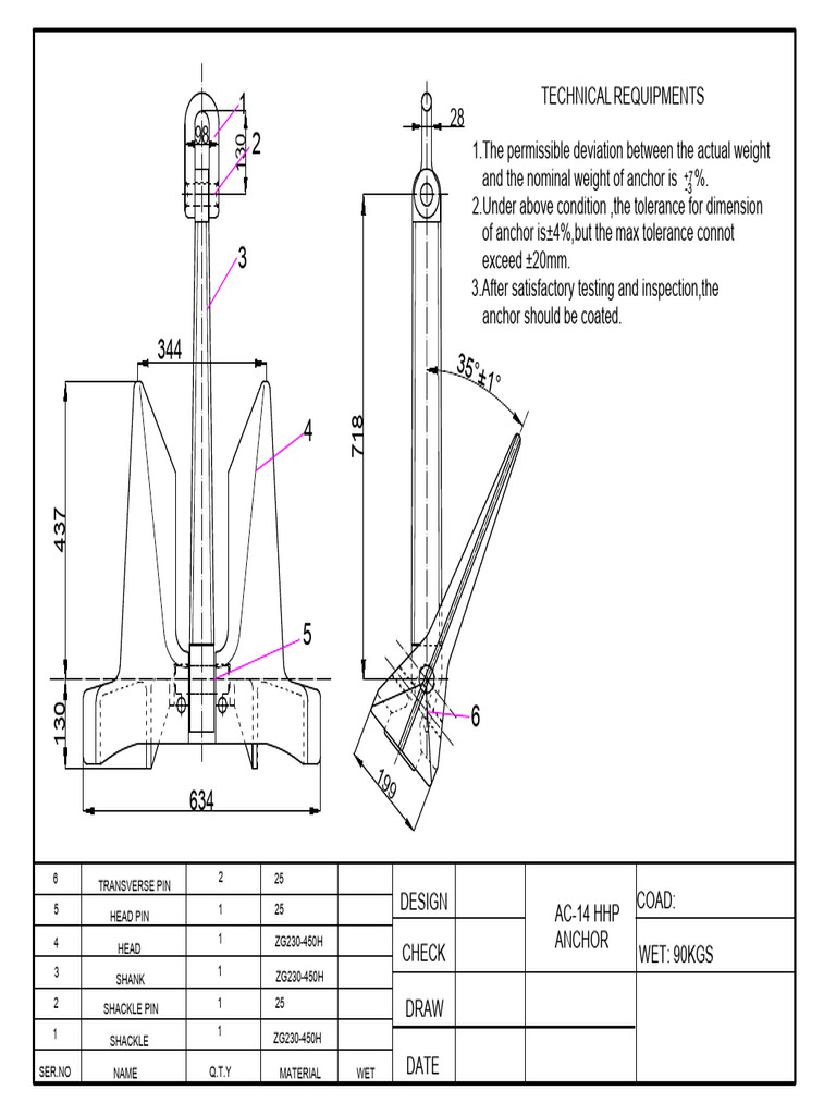 AC-14 HHP Anchor Specifications | PDF | Anchor | Engineering Tolerance