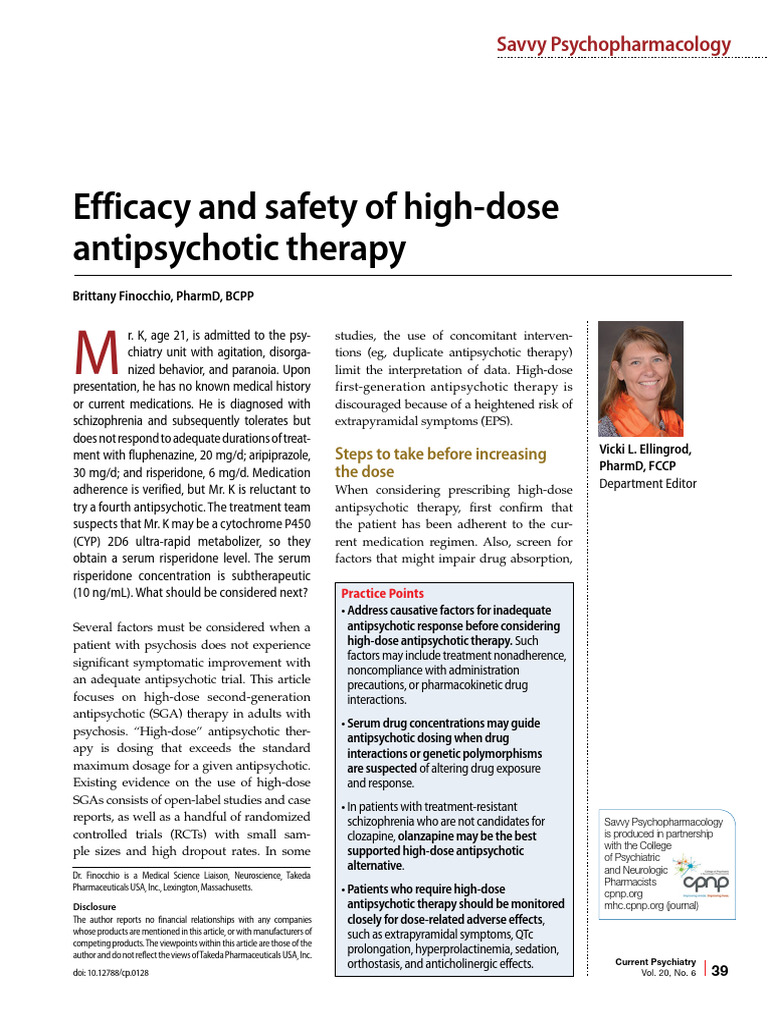 High-Dose Antipsychotic Therapy Insights | PDF | Antipsychotic | Olanzapine