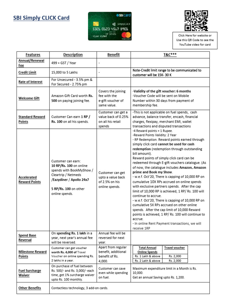 SBI Simply Click Card June 23 (Banca) | PDF | Gift Card | Credit Card