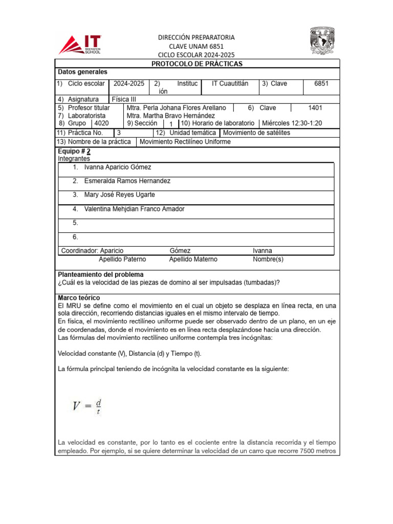 Formato de Protocolo | PDF | Velocidad