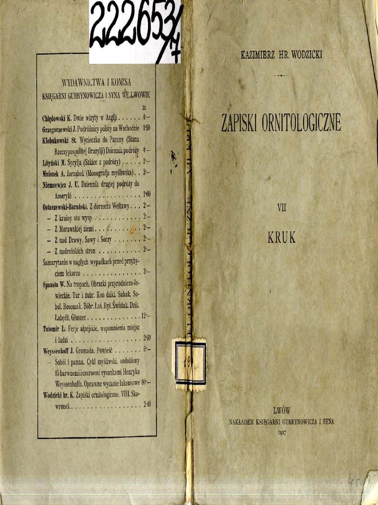 Zapiski Ornitologiczne (Kruk) | PDF