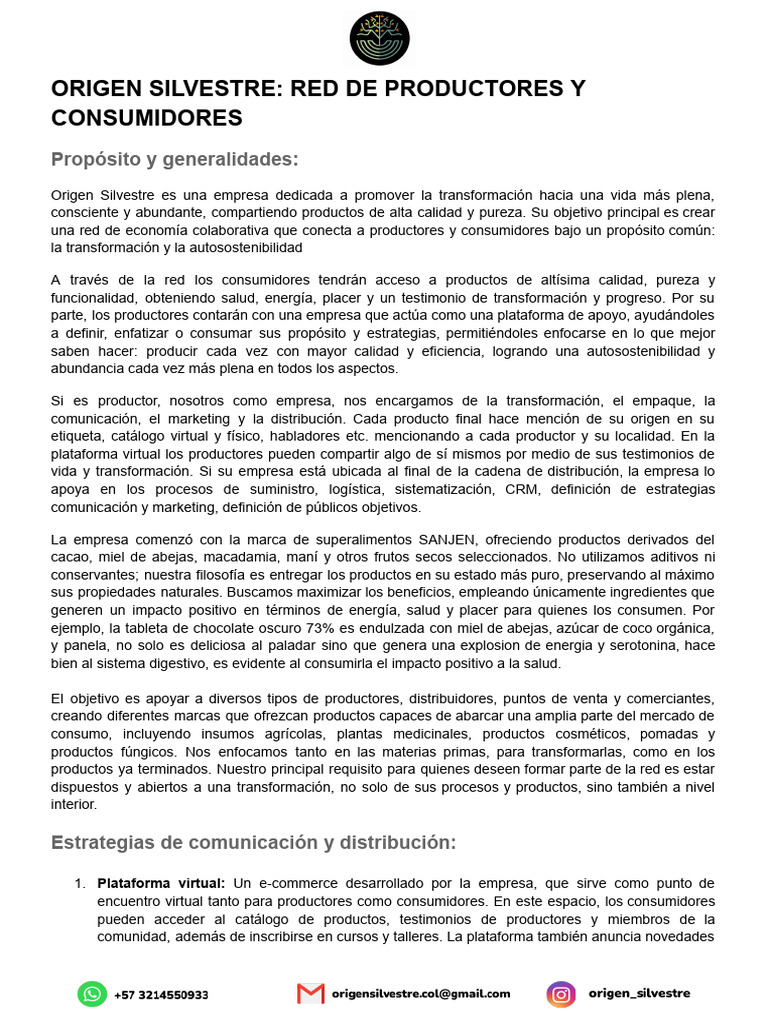 Origen Silvestre Red de Productores y Consumidores | PDF | Business ...