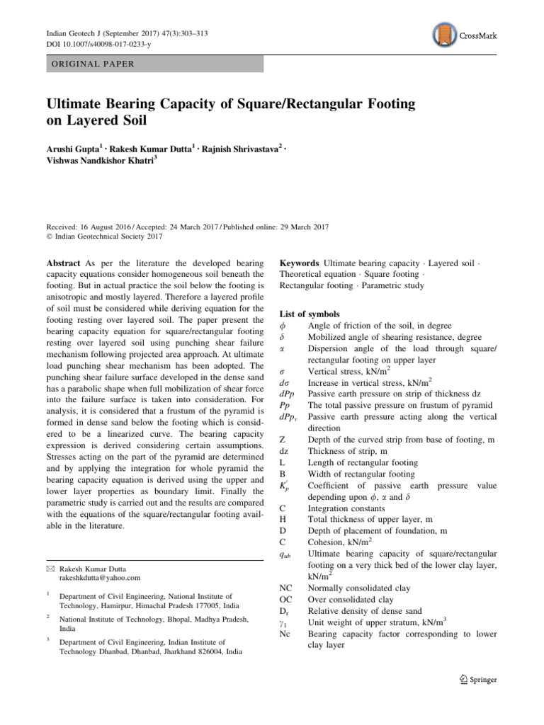 Ultimate Bearing Capacity of Square Rec Footing On Layered Soil | PDF ...