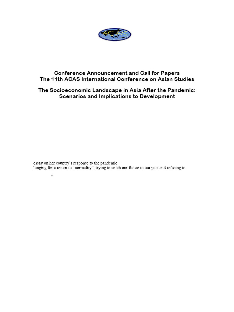 CFP - 11th ACAS - ICAS - For Circulation | PDF | Sustainability | Sustainable Development