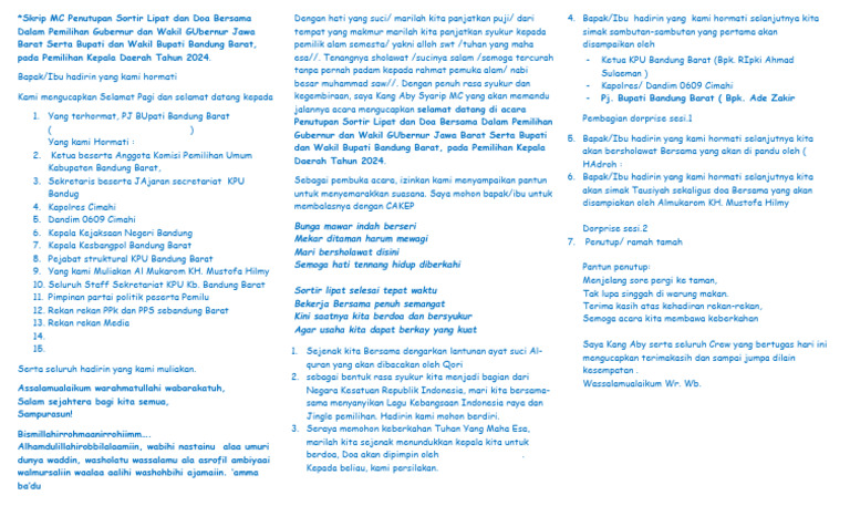 Rundown MC Sorlip | PDF