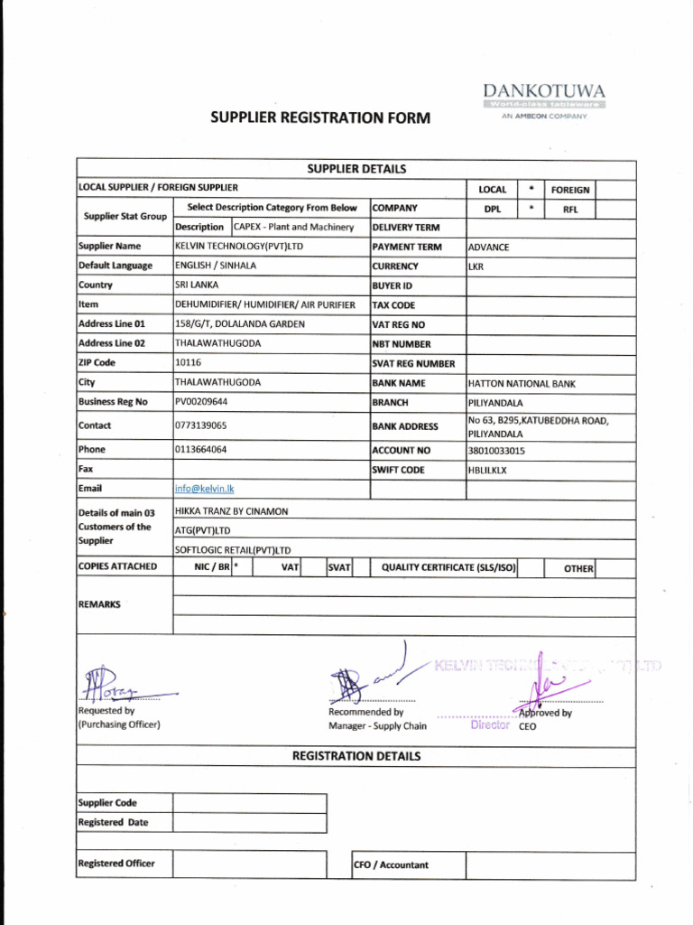 supplier registration | PDF