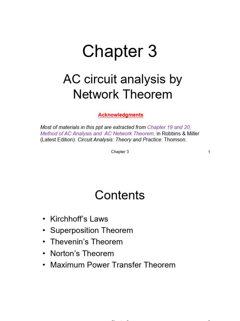 Ch3 - AC Circuit Analysis by Network Theorem 28 Sep 20-s | PDF | Electrical Impedance ...