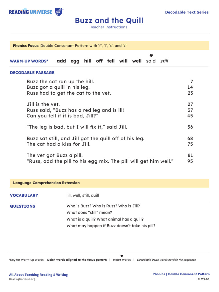 Decodable-Buzz-and-the-Quill | PDF | Phonics | Learning