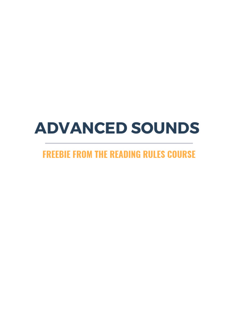 Advanced Sounds Teaching Guide | PDF