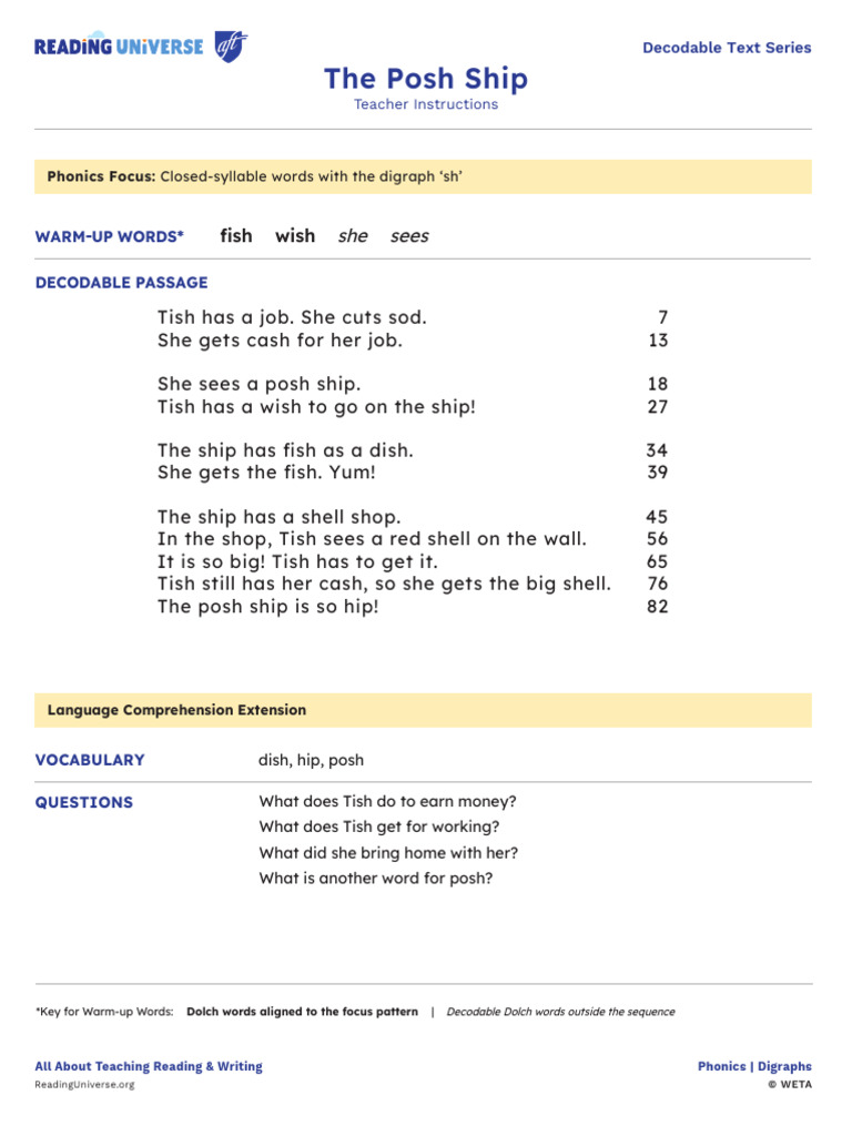 Decodable The Posh Ship | PDF | Phonics | Linguistics