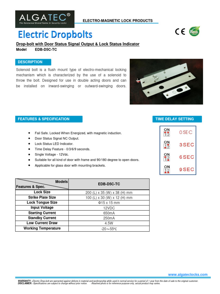 Drop Bolt Lock Data Sheet | PDF