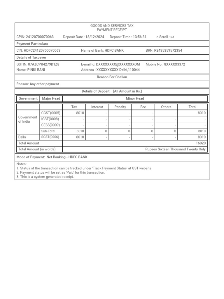 GST Challan Receipt 3 | PDF