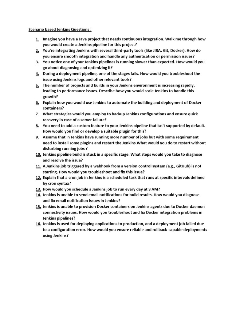 Scenario Based Jenkins Questions | PDF | Computer Science | Software ...