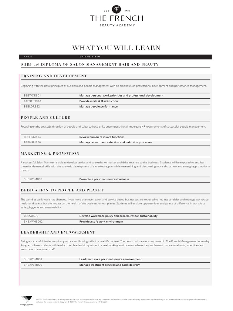 Salon-Management-Hair-and-Beauty-UNIT-GUIDE | PDF | Social Psychology ...