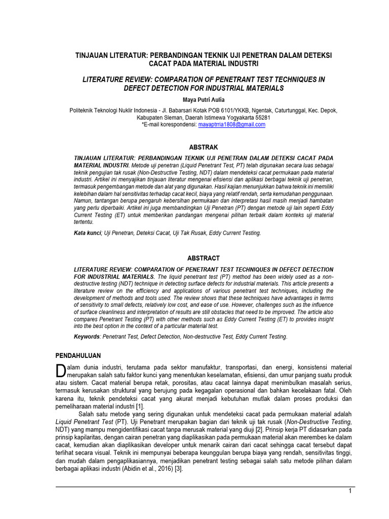 Teknik Uji Penetran untuk Deteksi Cacat | PDF