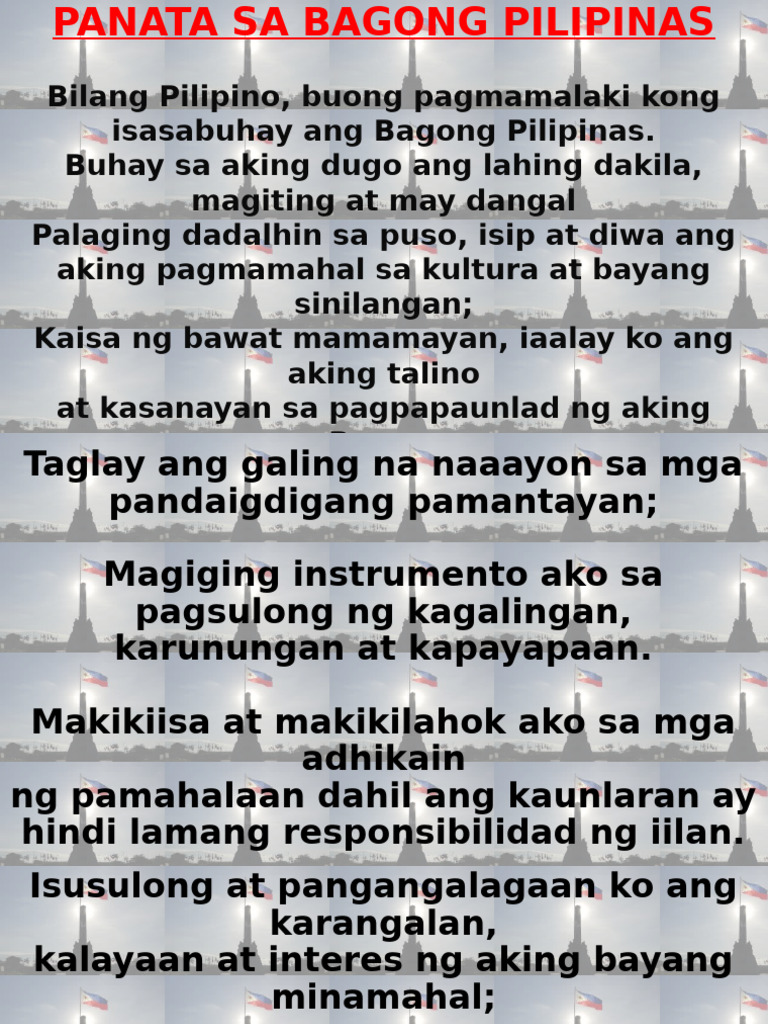 Panata Sa Bagong Pilipinas | PDF
