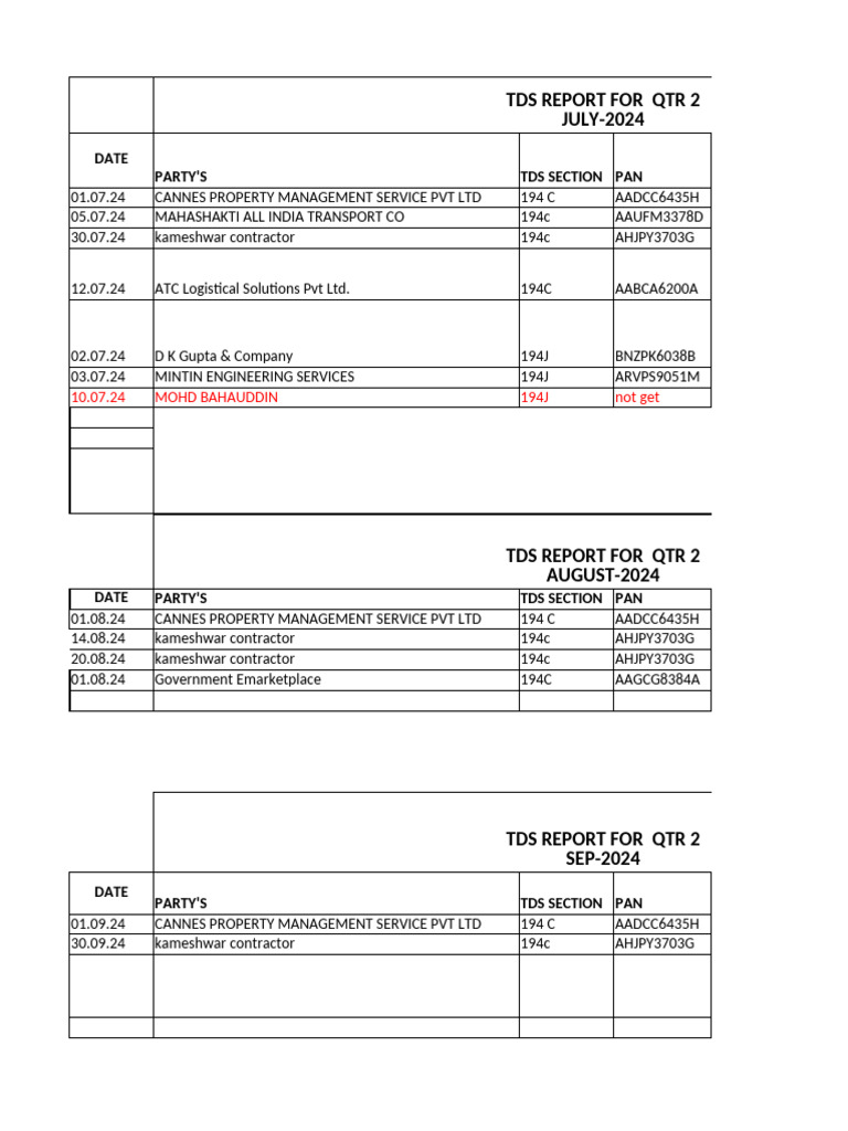 TDS Report | PDF | Payments | Taxes