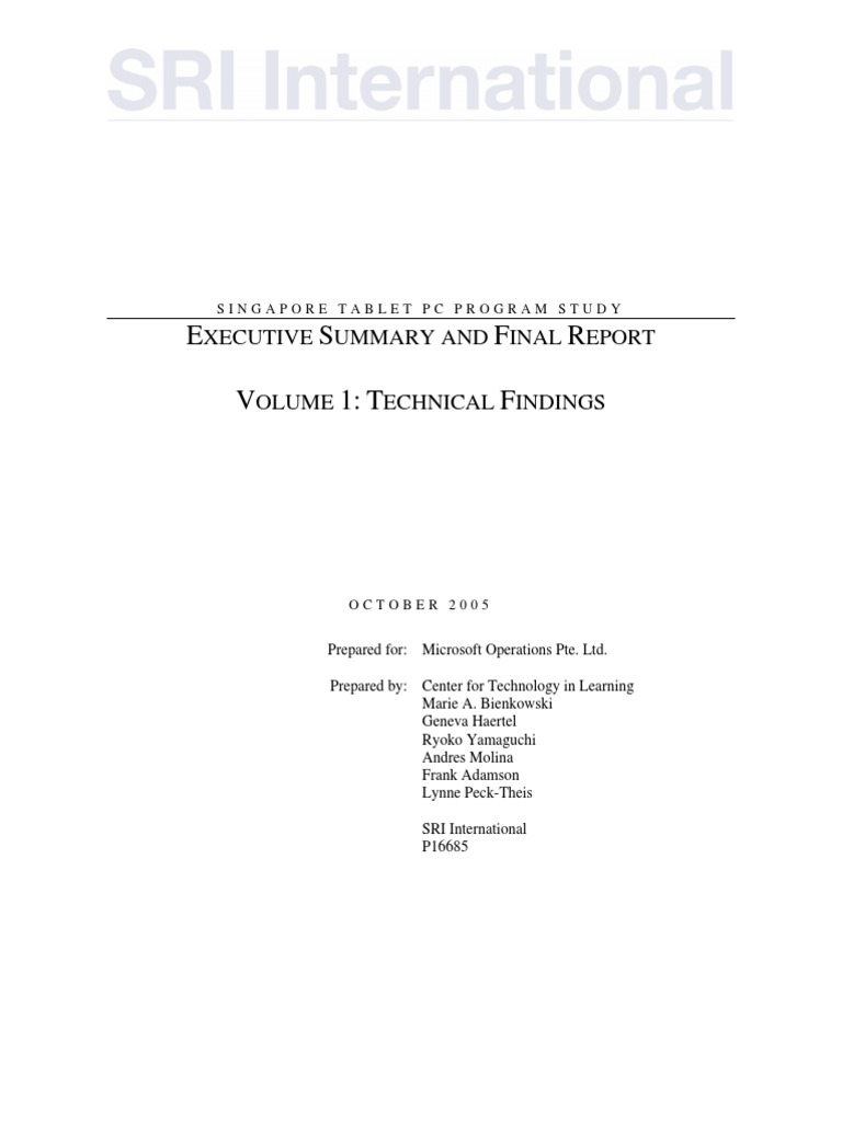 Singapore Tablet PC Program Study | PDF | Teachers | Personal Computers