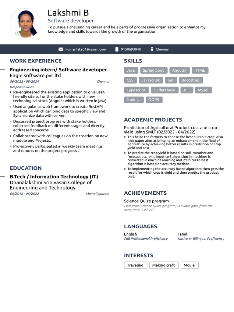 Laxmi Resume | PDF | Software Engineering | Computing