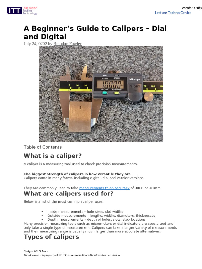 Beginner's Guide to Calipers | PDF