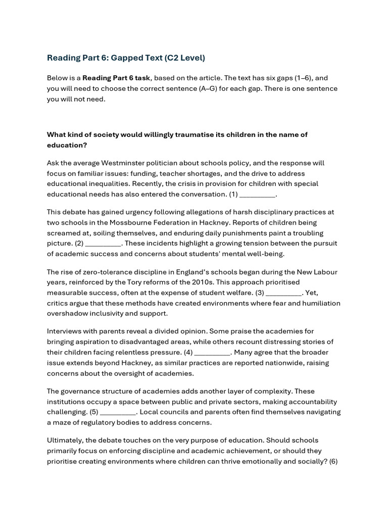 Reading part 6 | PDF | Disciplines