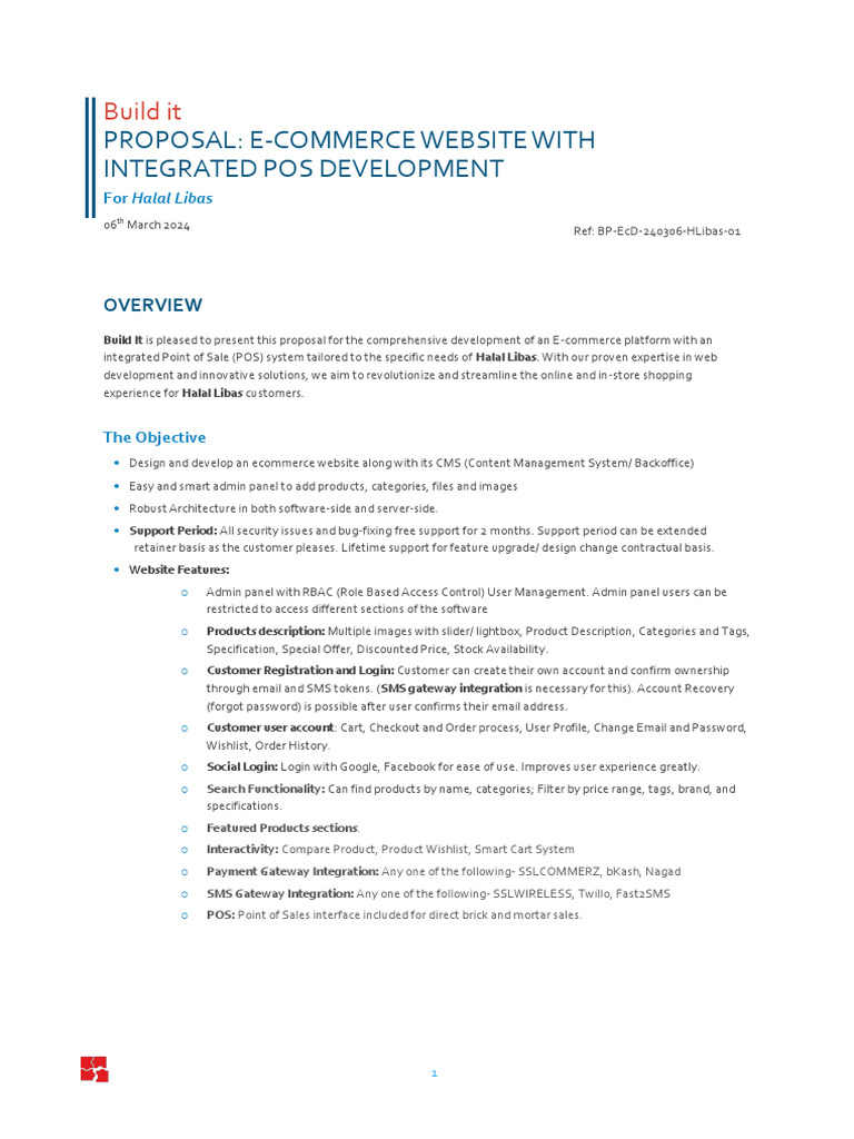 Proposal - ECommerce Website Development (Halal Libas) by - Build It | PDF | Point Of Sale ...