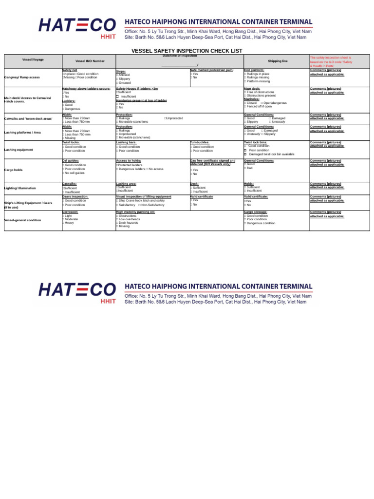 Vessel Safety Inspection Check List_2 | PDF | Watercraft | Water Transport