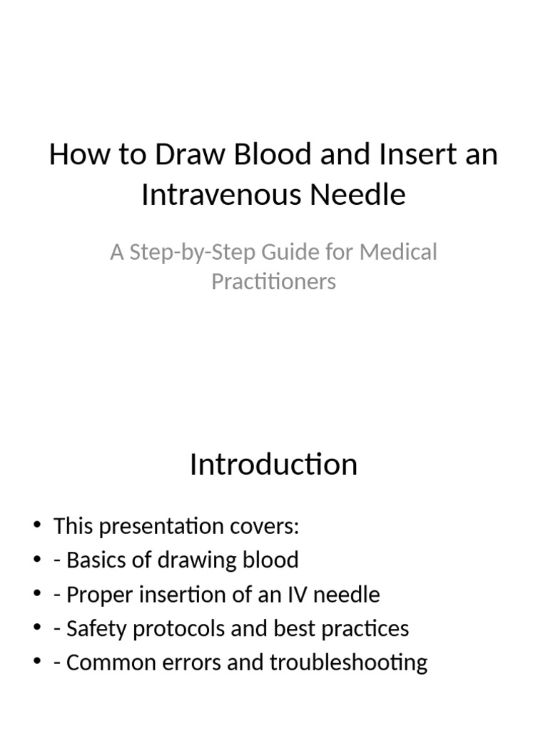 How To Draw Blood and Insert IV | PDF