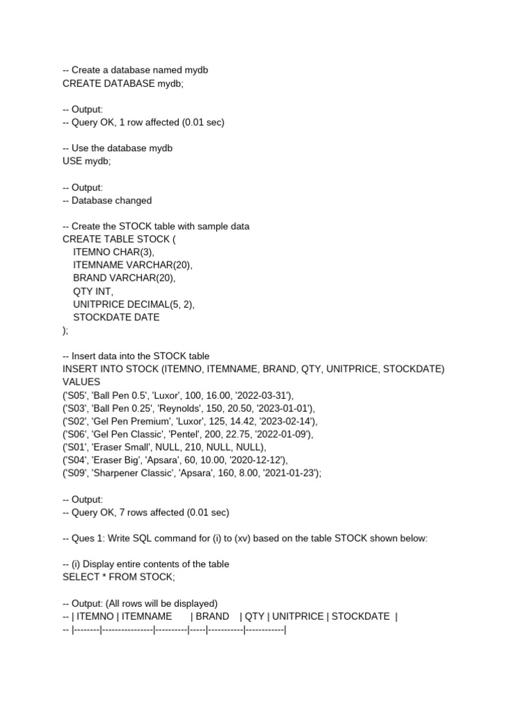 Practical Assignment 3 cs class 12 | PDF | Table (Database) | Sql