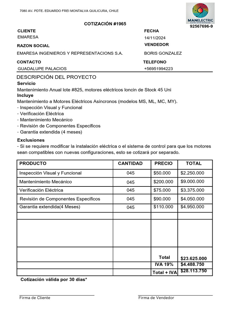 Cotización Alta MMTo | PDF