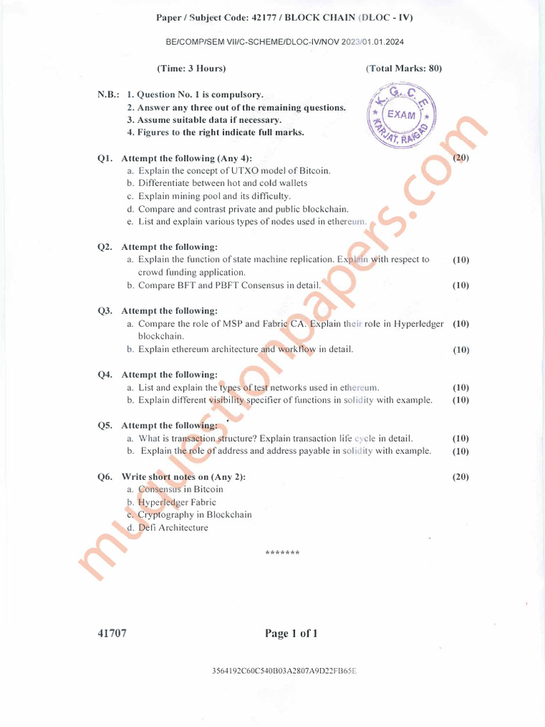 Be - Computer Engineering - Semester 7 - 2023 - December - Dloc IV Blockchain Rev 2019 C Scheme ...