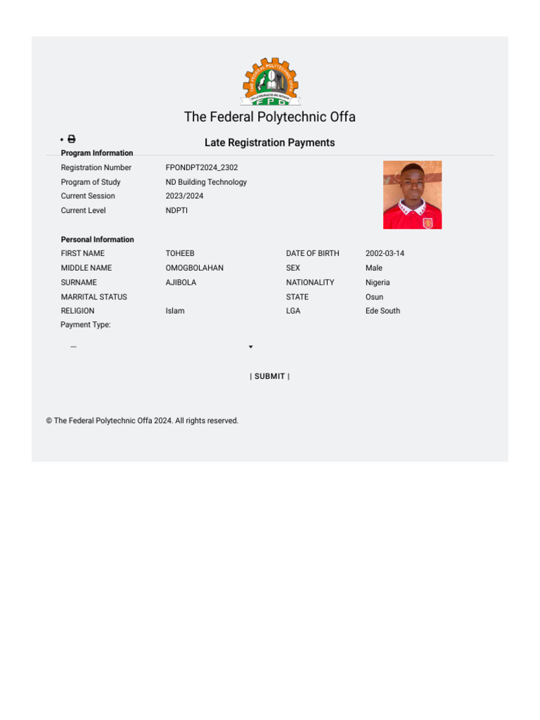 FEDPOFFA Portal - Late Registration Payments | PDF