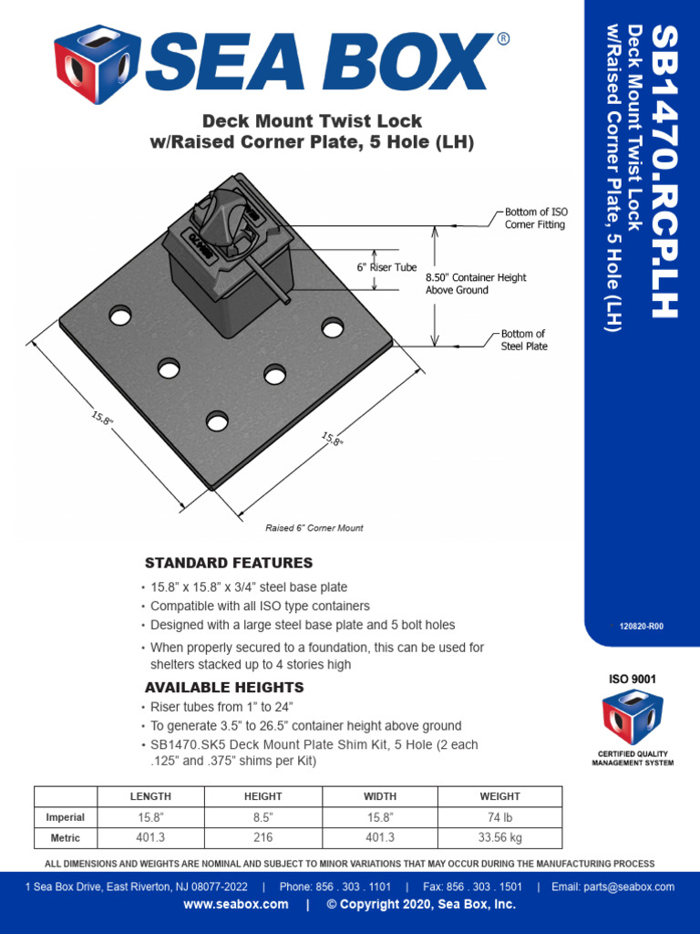 SB1470.RCP - LH ISO Twist Lock Plate | PDF