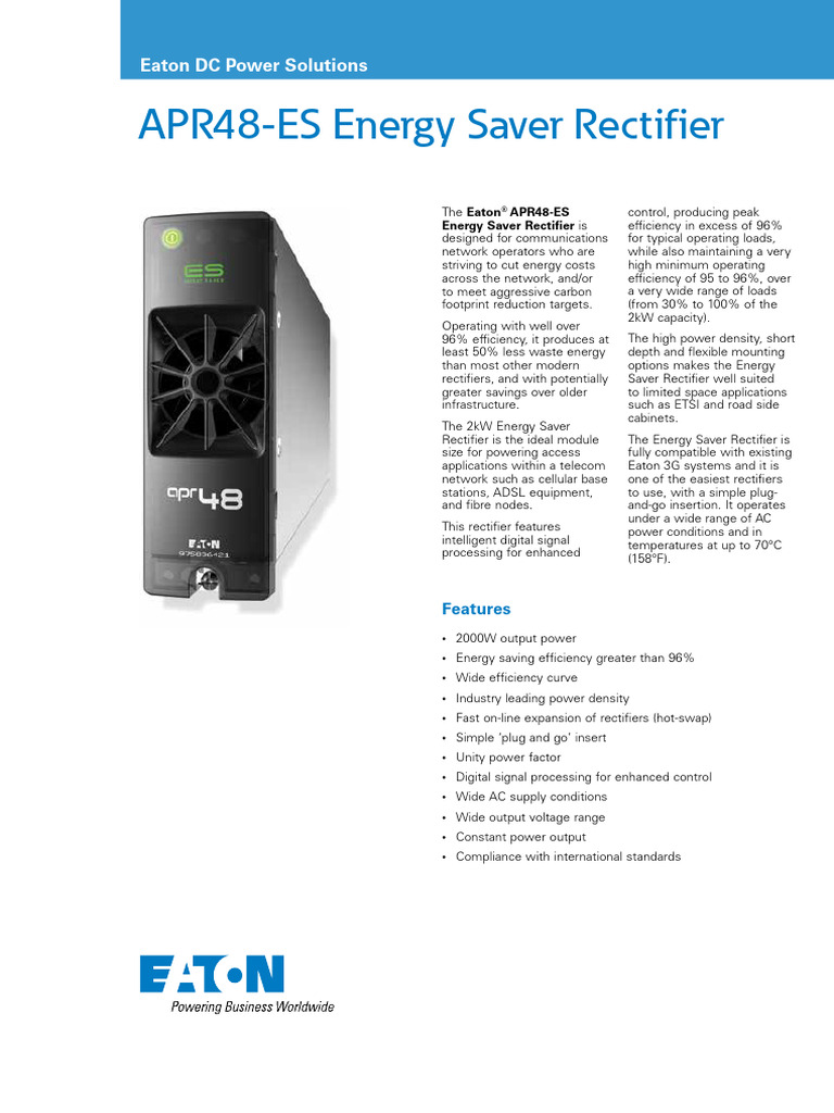 Eaton Apr48 Es Energy Saver Rectfifier Datasheet Ps154002en | PDF ...